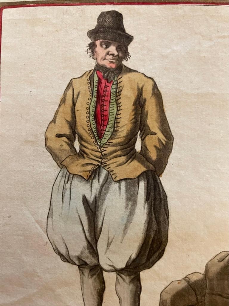 Pair of 18th French Hand Colored Engravings of a Frisian Man, Woman and ...