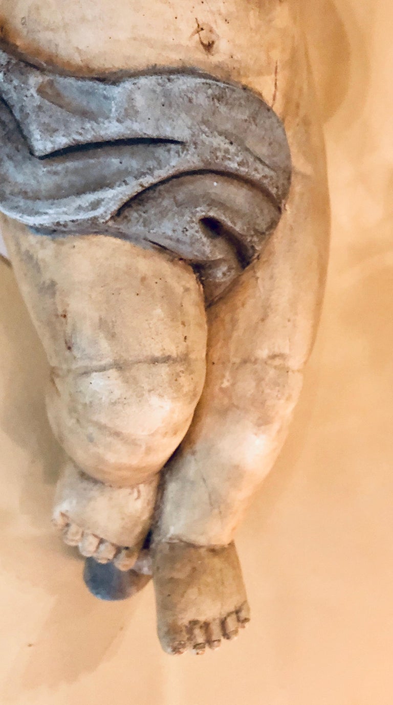 Pair of 19th-20th Century Continental Painted Antique Winged Babies or ...