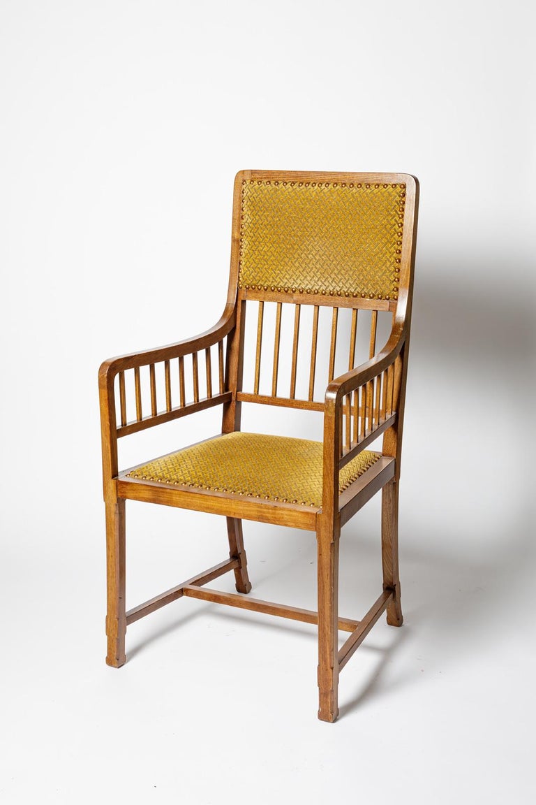 Pair of 1900 Art Deco Jugendstil Wood and Fabric Original Armchairs ...