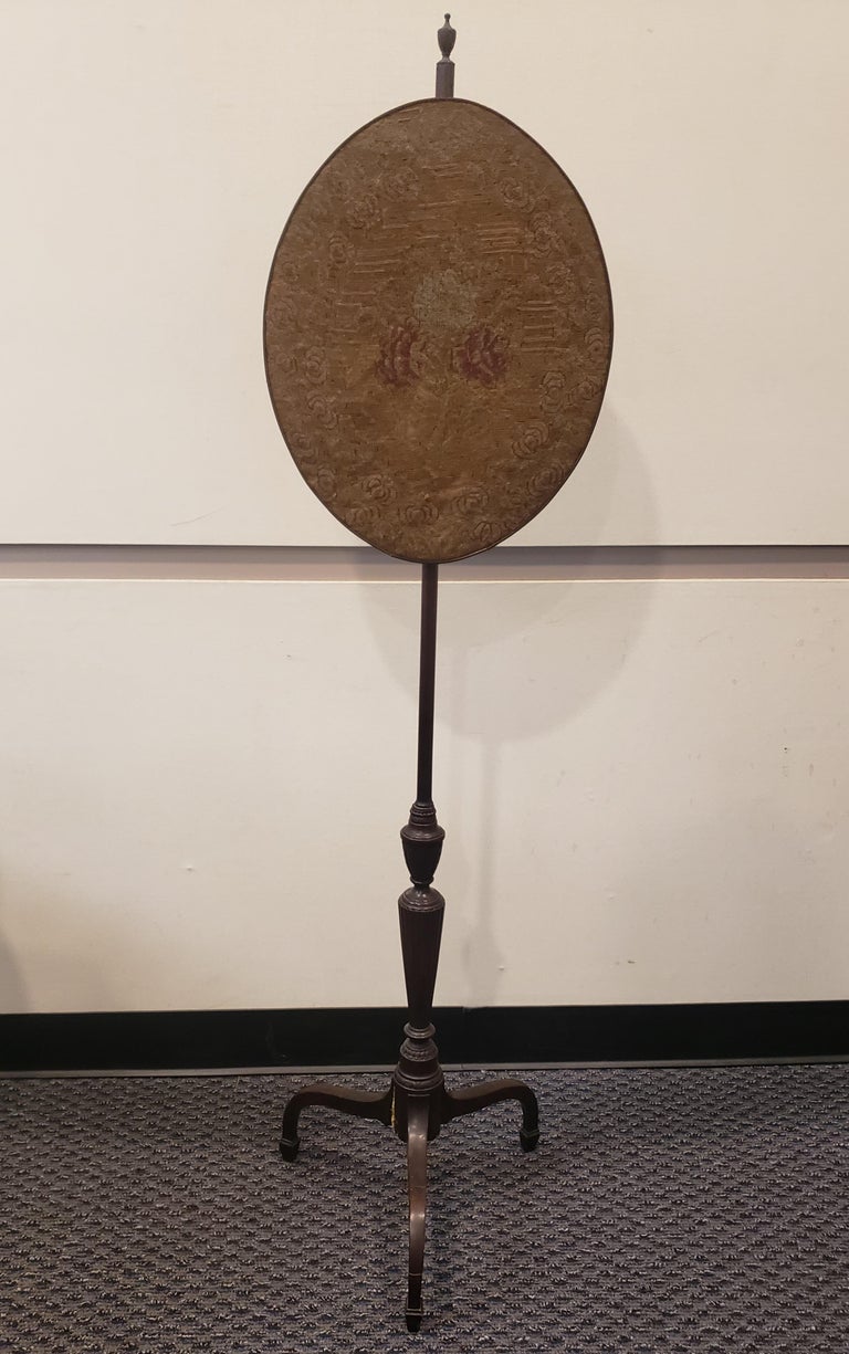 Pair of 1900s Edwardian Carved Mahogany And Needlepoint Pole Screens ...