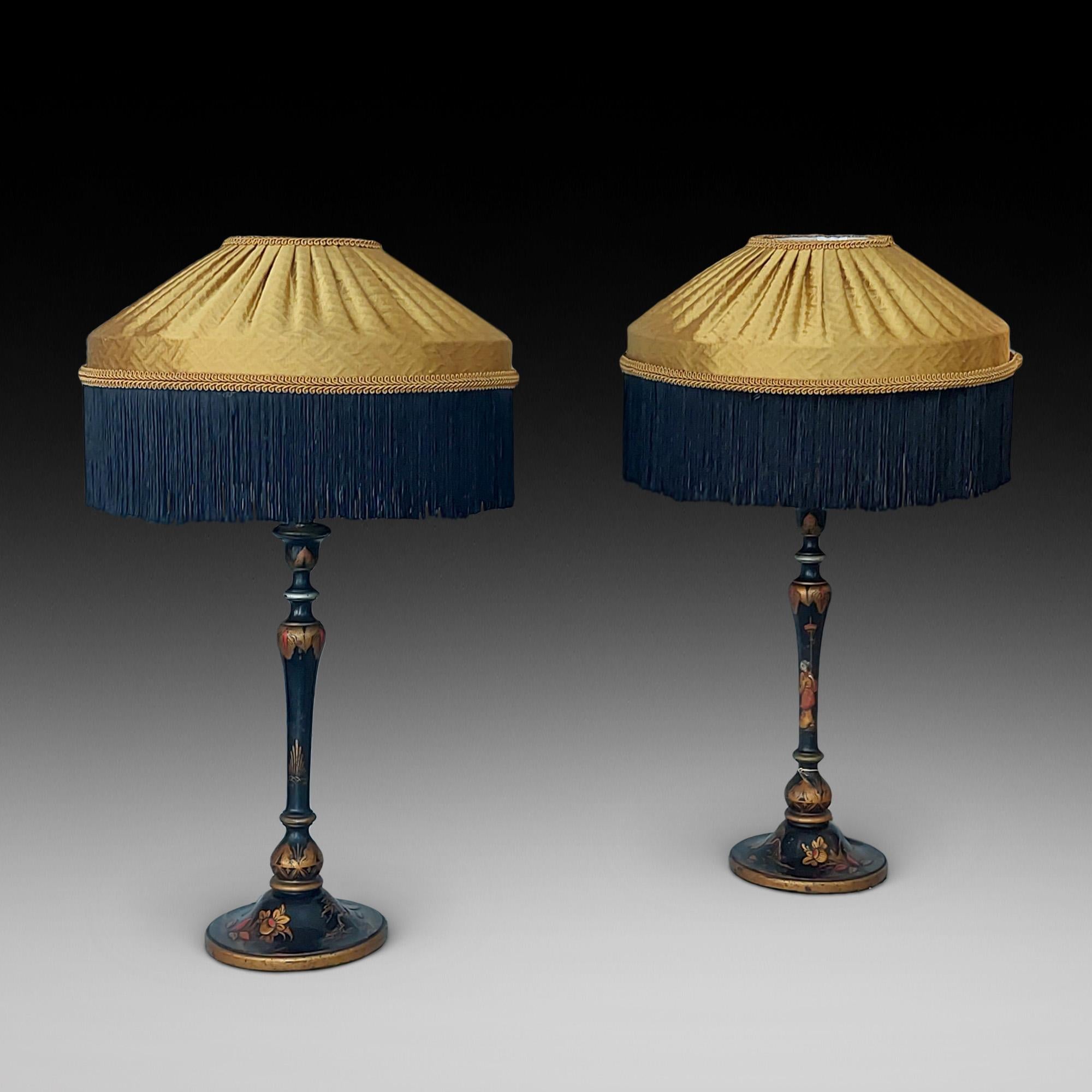 Pair of 1920's Chinoiserie Table Lamps For Sale at 1stDibs