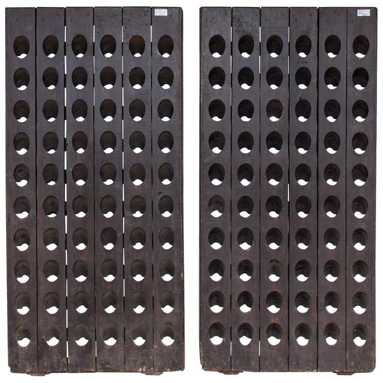 Pair of 1920s French Solid Wood Champagne Bottle Riddling Racks For ...