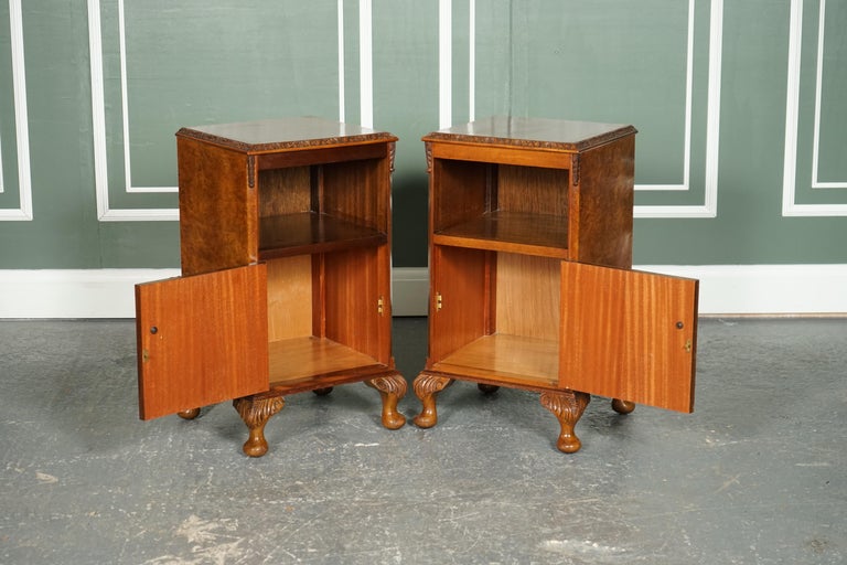 PAIR OF 1920'S HARRODS LONDON ART DECO BURR WALNUT BEDSIDE TABLE ...