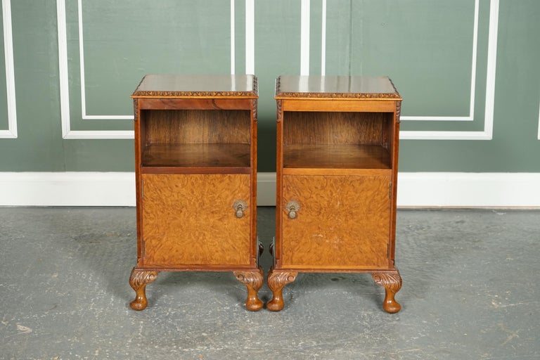 PAIR OF 1920'S HARRODS LONDON ART DECO BURR WALNUT BEDSIDE TABLE ...