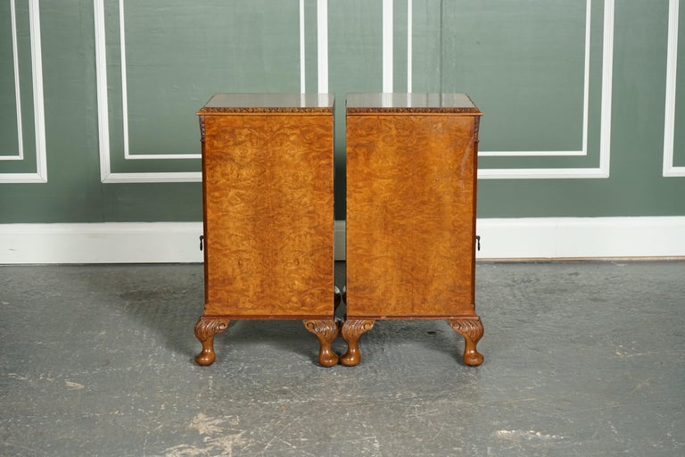 PAIR OF 1920'S HARRODS LONDON ART DECO BURR WALNUT BEDSIDE TABLE ...