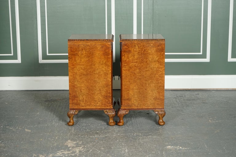 PAIR OF 1920'S HARRODS LONDON ART DECO BURR WALNUT BEDSIDE TABLE ...