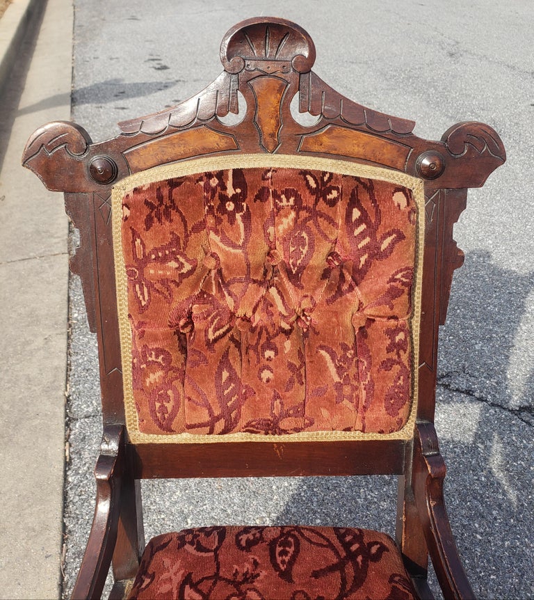 Pair of 1920s Philips and Philips Victorian Walnut and Velvet ...