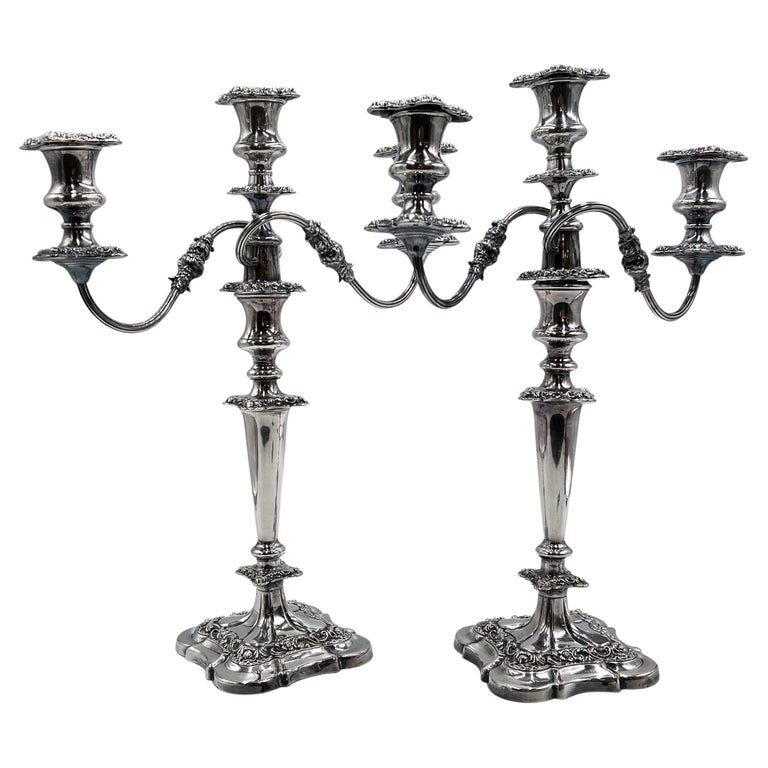 Pair of 1920s William Suckling Ltd English Silver Plate Candelabras ...