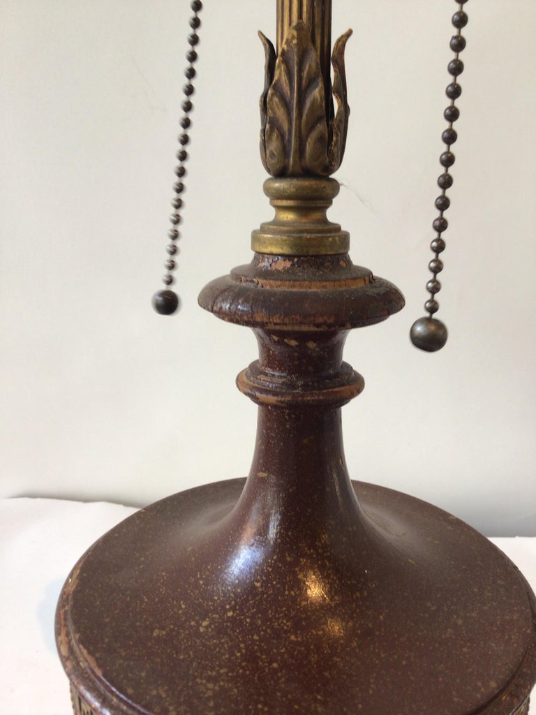 Pair of 1920s Wood Greek Key Lamps For Sale at 1stDibs