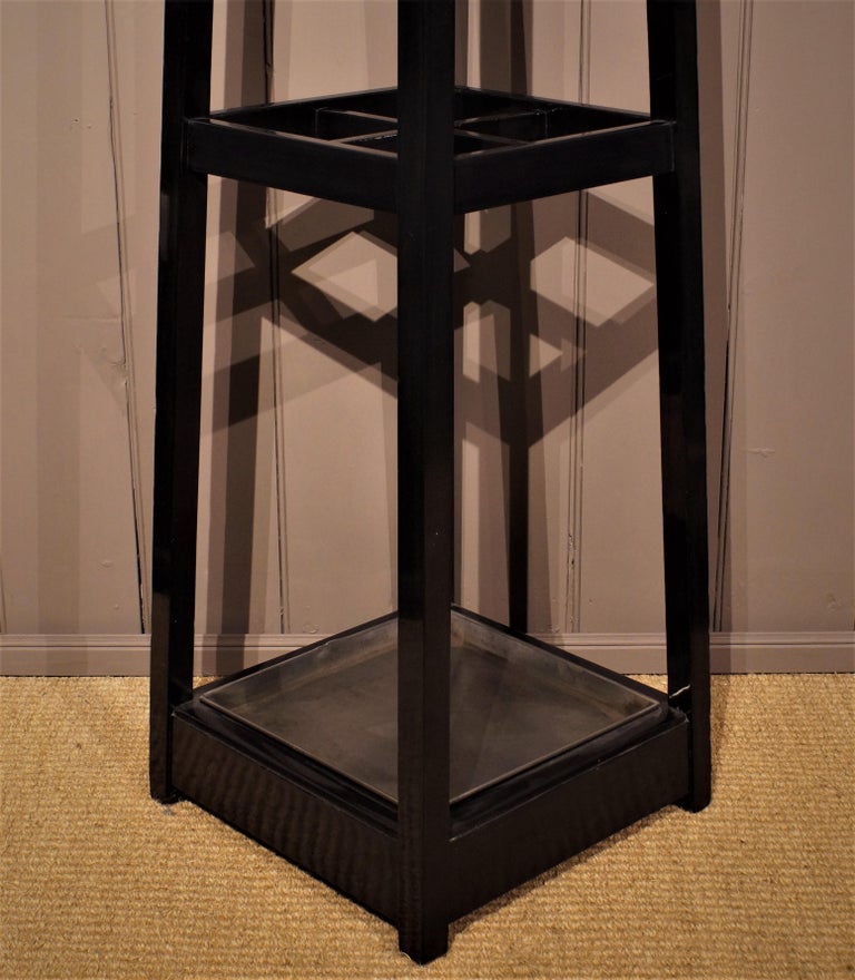 Pair of 1930s Ebonised Hat, Coat and Umbrella Stands, Black and Chrome ...