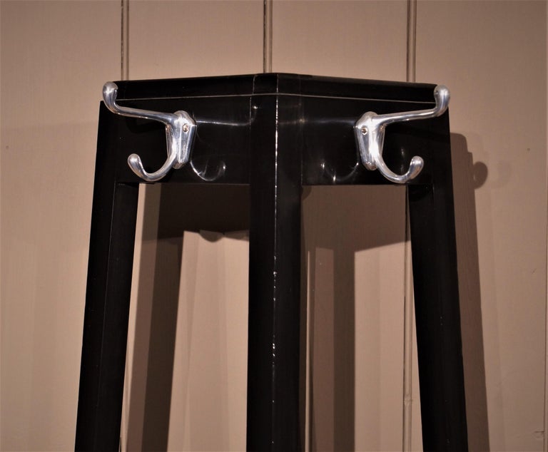 Pair of 1930s Ebonised Hat, Coat and Umbrella Stands, Black and Chrome ...