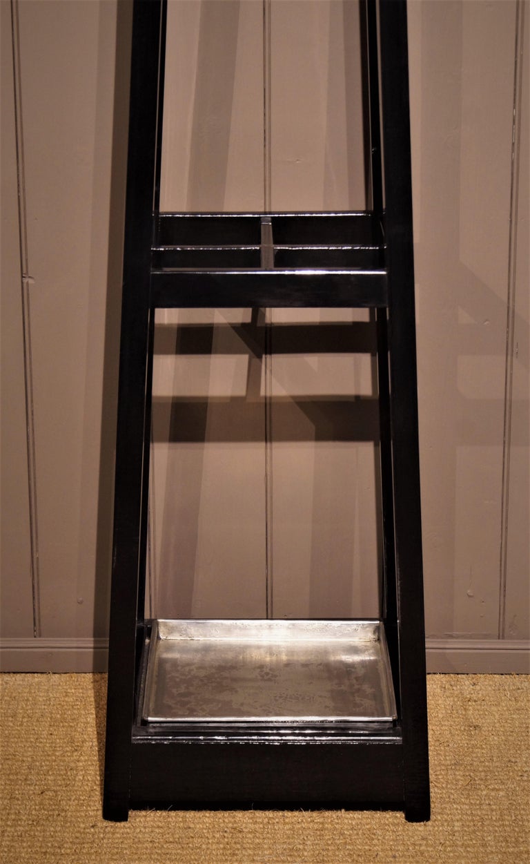 Pair of 1930s Ebonised Hat, Coat and Umbrella Stands, Black and Chrome ...