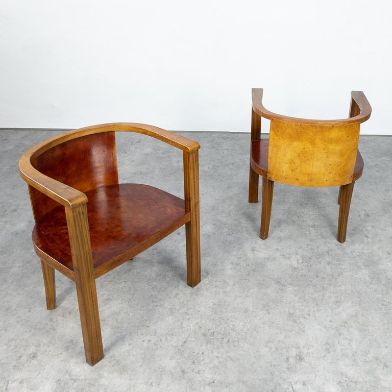 Pair of 1930's German Modernist Barrel Chairs For Sale at 1stDibs