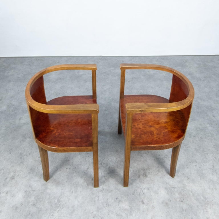 Pair of 1930's German Modernist Barrel Chairs For Sale at 1stDibs