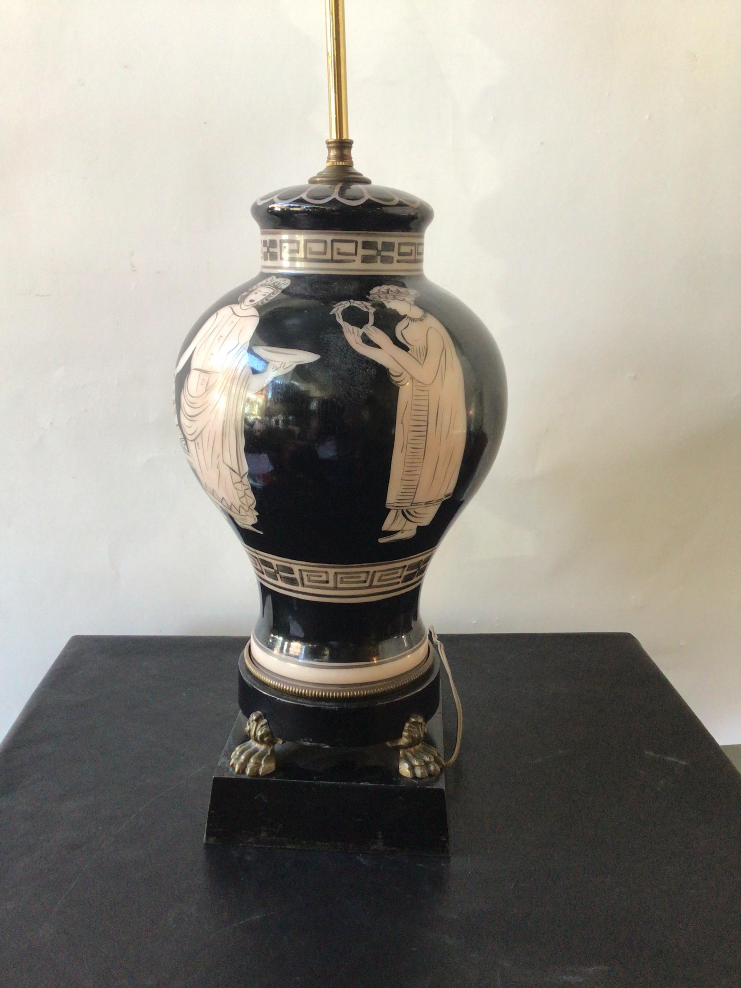 Pair of 1940s Classical Hand Painted Ceramic Lamps For Sale at 1stDibs ...