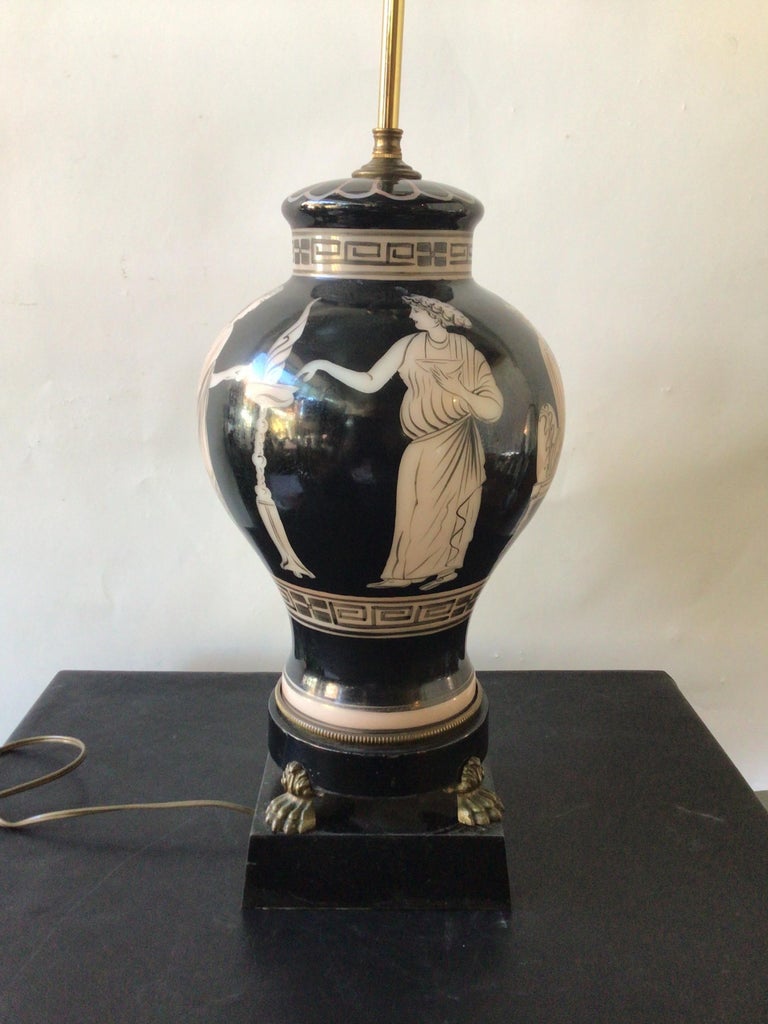 Pair of 1940s Classical Hand Painted Ceramic Lamps For Sale at 1stDibs ...