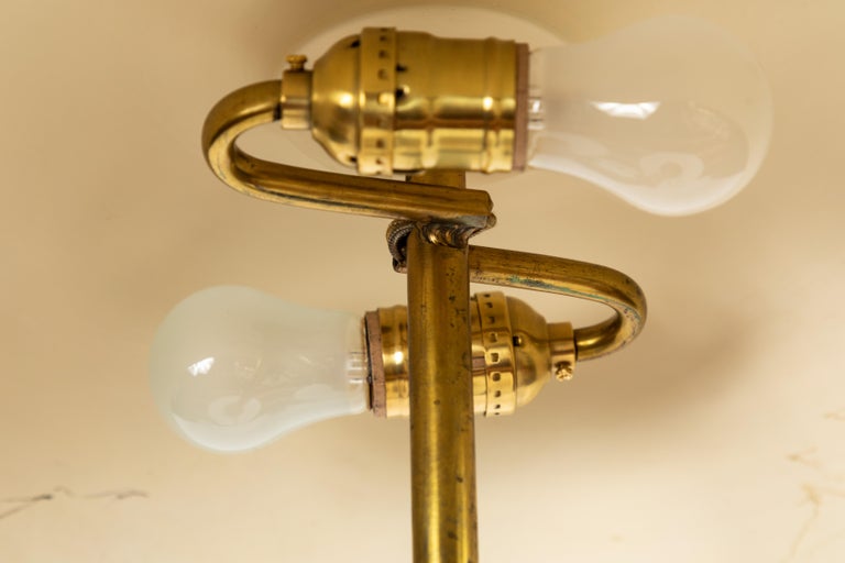 Pair of 1940s Böhlmarks Brass and Leather Table Lamps For Sale at 1stDibs