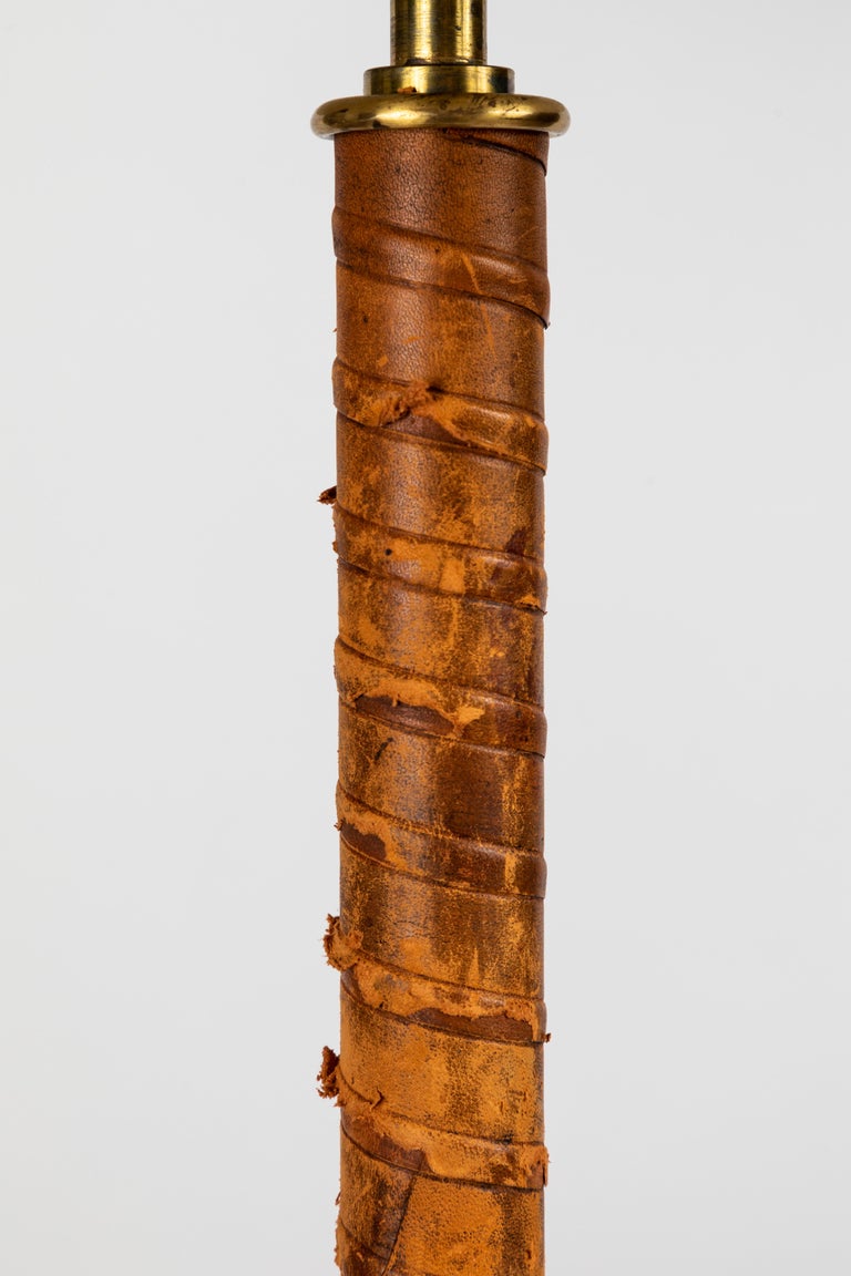 Pair of 1940s Böhlmarks Brass and Leather Table Lamps For Sale at 1stDibs