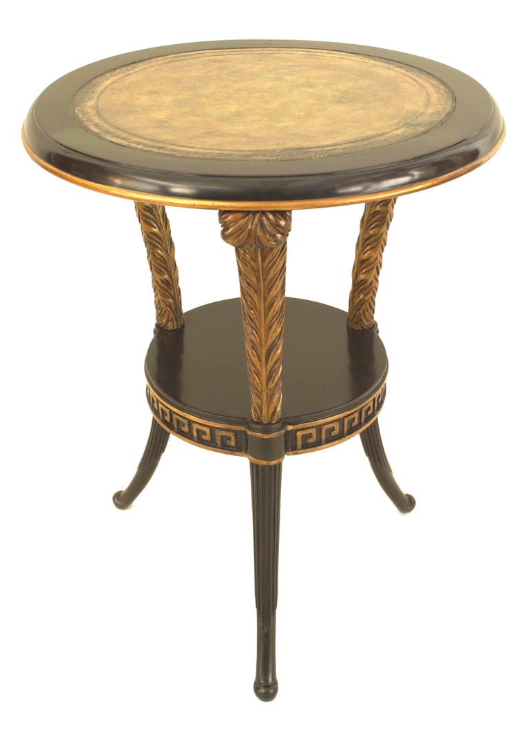 Pair of Maison Janson French Regency Style Ebonized Greek Key End ...