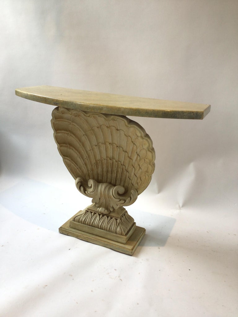 Pair of 1940s Grosfeld House Shell Consoles For Sale at 1stDibs
