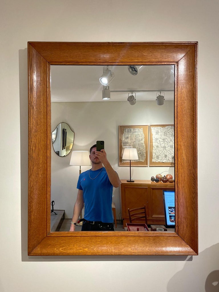 Pair of 1940s Oak Mirrors For Sale at 1stDibs