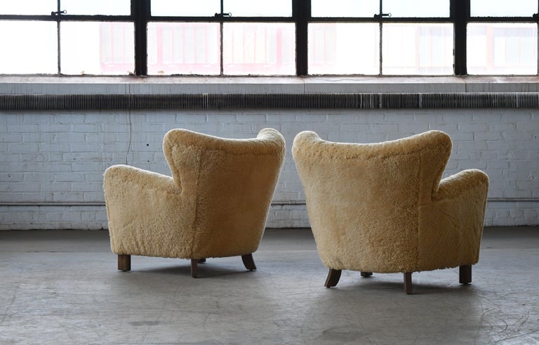 Pair of 1940's Style Classic Club or Lounge Chairs in Amber Color ...