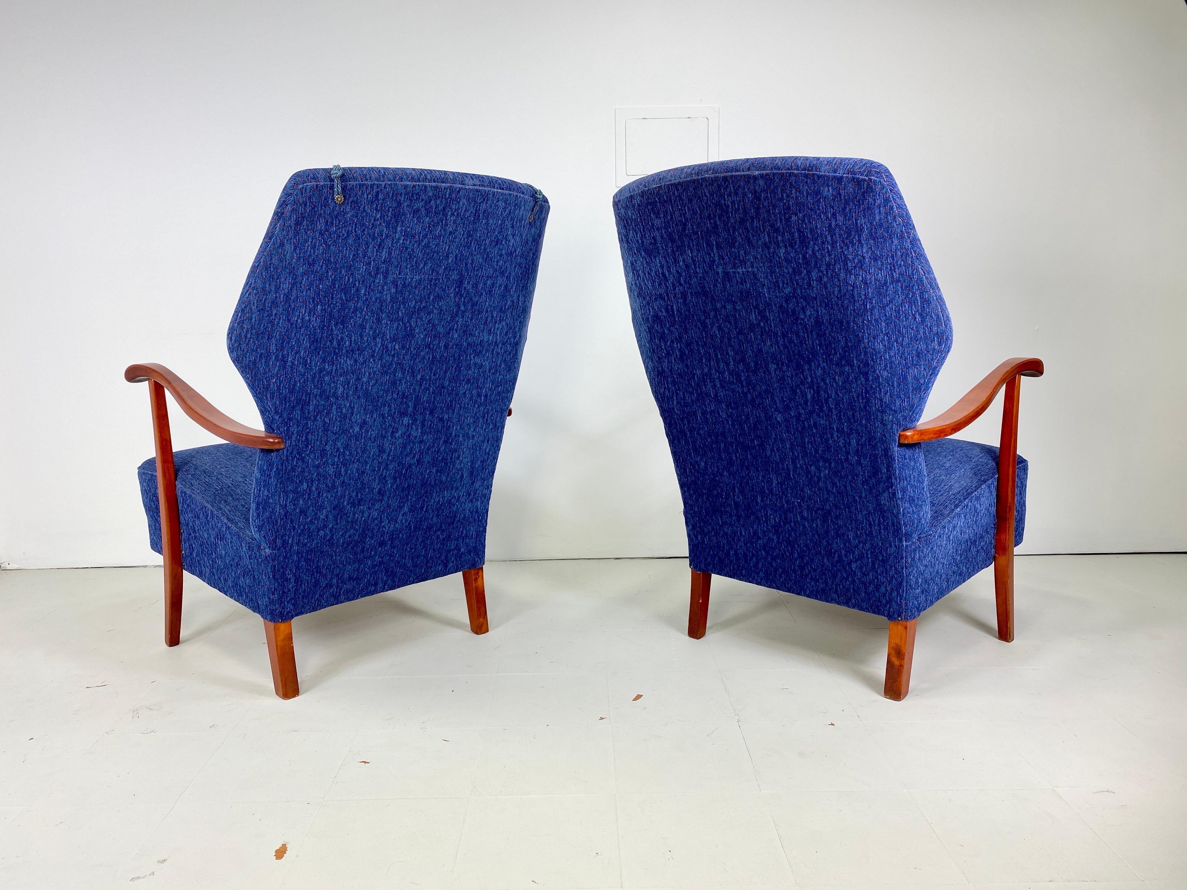 Pair of 1940s Swedish Lounge Chairs For Sale at 1stDibs