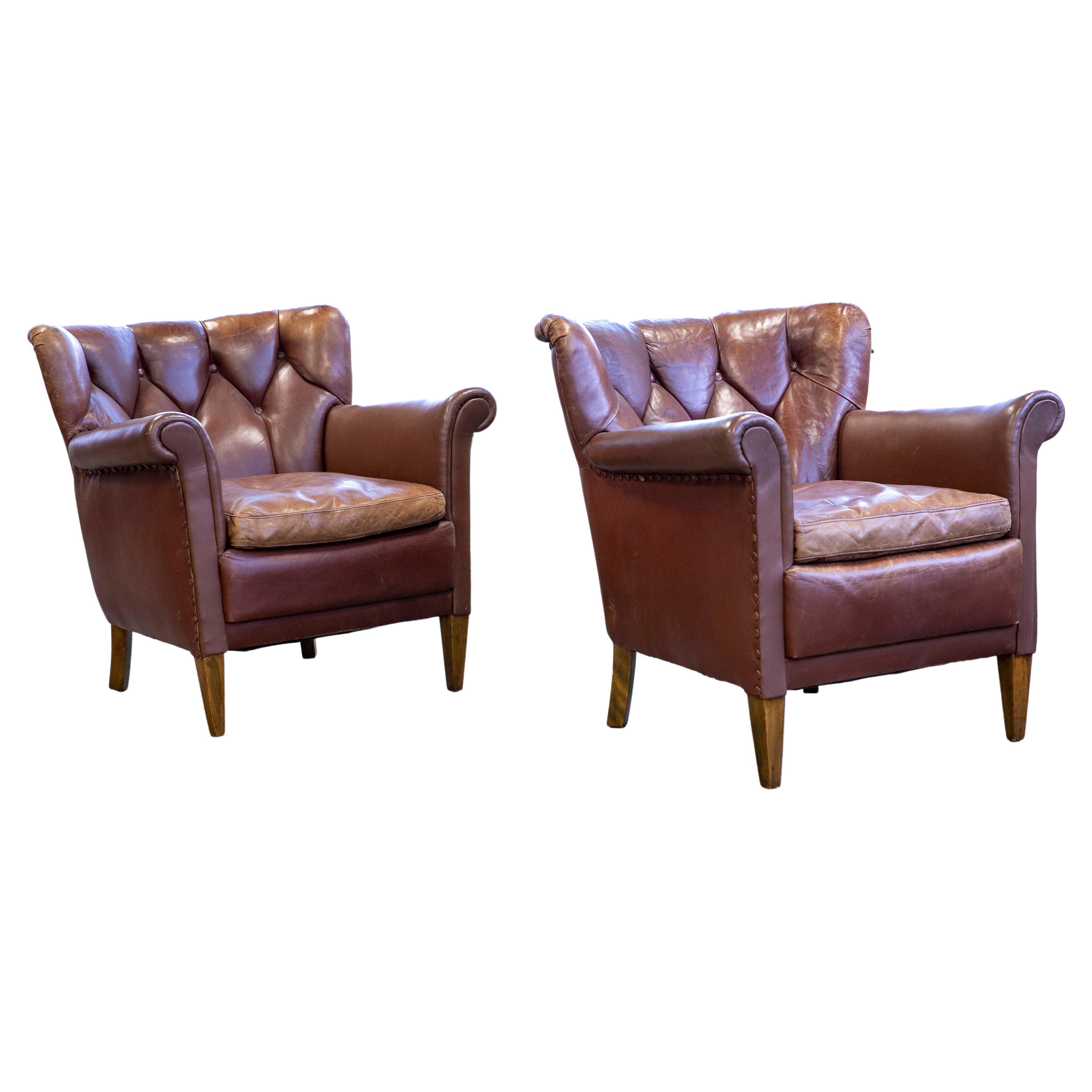 Elegant Vintage 1950s | 60s Leather Club Chair at 1stDibs