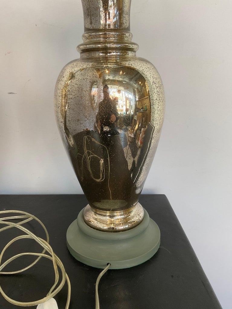 Pair of 1950s Elegant Mercury Glass Lamps on Wood Bases For Sale at 1stDibs