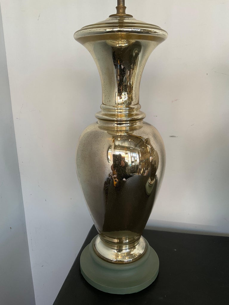 Pair of 1950s Elegant Mercury Glass Lamps on Wood Bases For Sale at 1stDibs