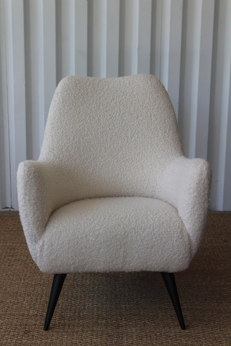 Pair of 1950s French Modern Chairs in Wool Shearling at 1stDibs