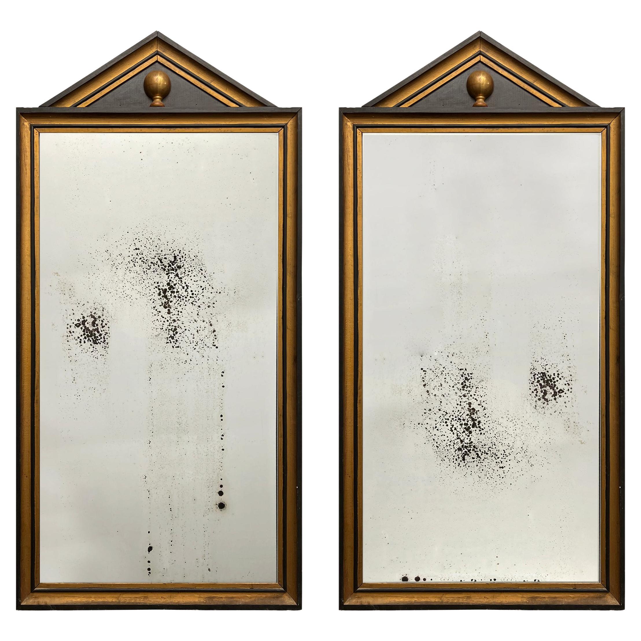 Pair of 1950s French Oak Mirrors at 1stDibs