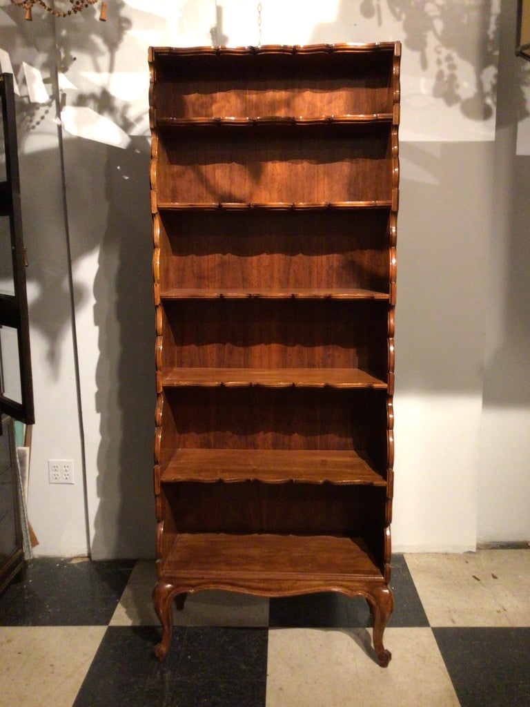 Pair of 1950s French Tall Wood Bookcases For Sale at 1stDibs
