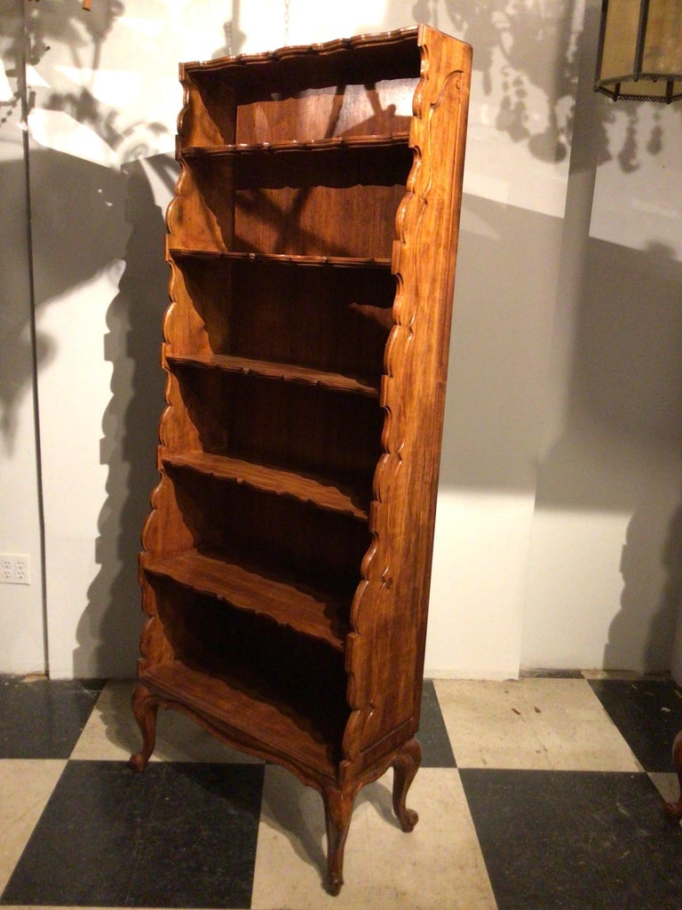 Pair of 1950s French Tall Wood Bookcases For Sale at 1stDibs