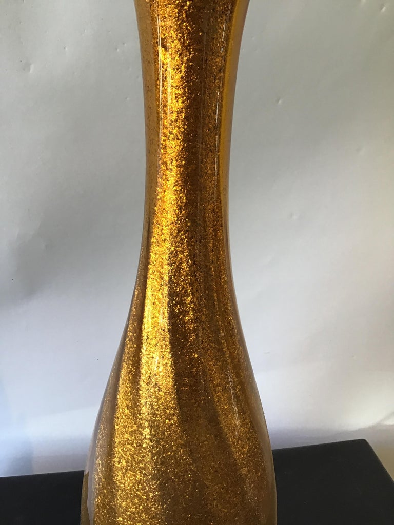 Pair Of 1950s Gold Sparkle Glass Lamps at 1stDibs