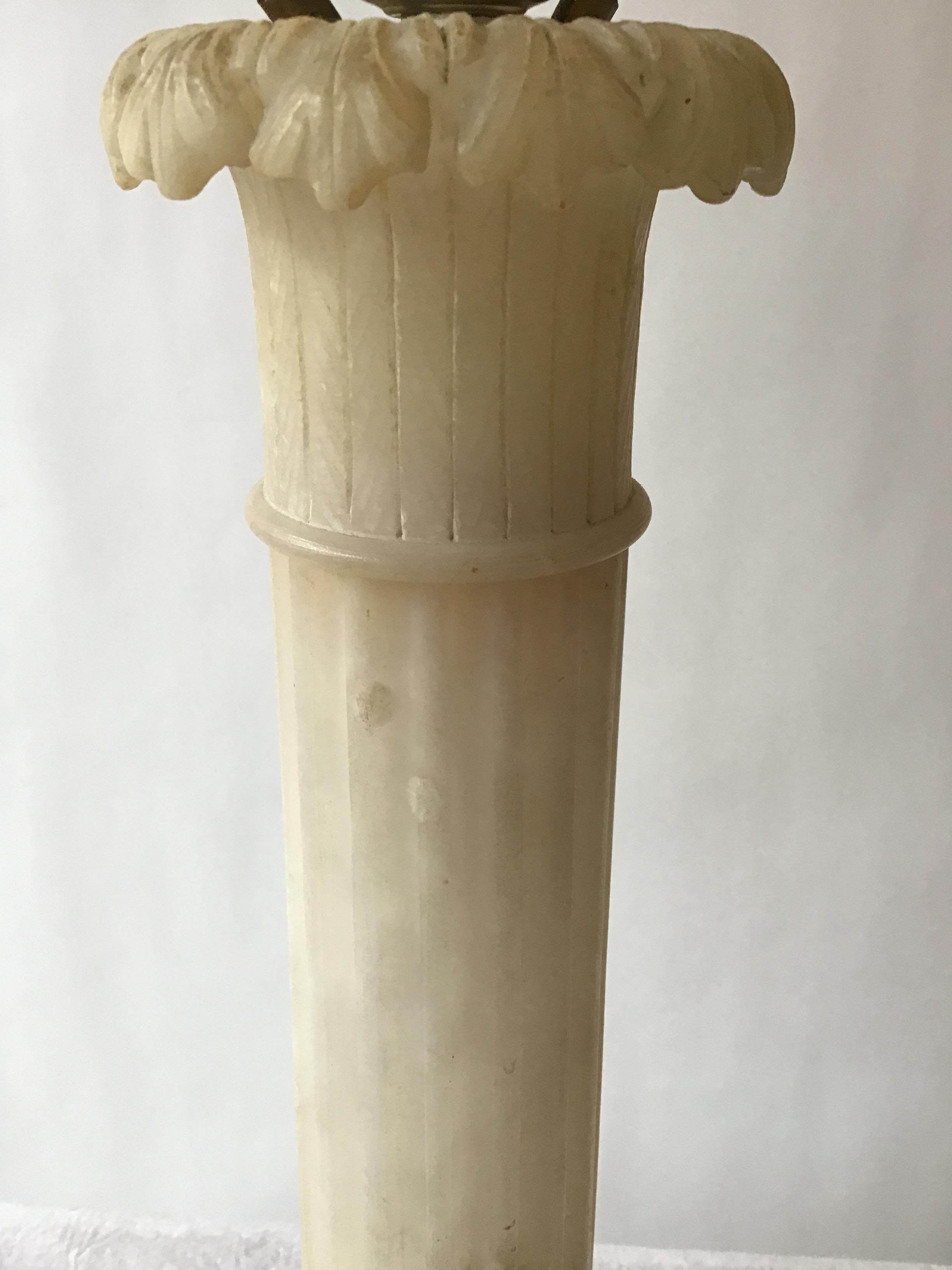 Pair of 1950s Italian Alabaster Column Lamps at 1stDibs | alabaster lamp