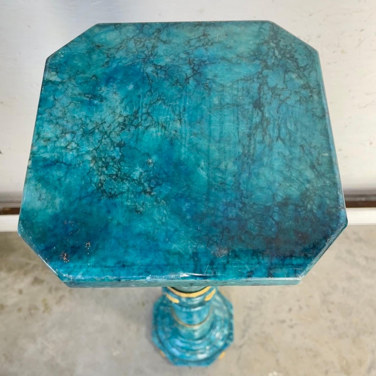Pair of 1950's Italian Blue-Green Alabaster Pedestal Columns For Sale ...