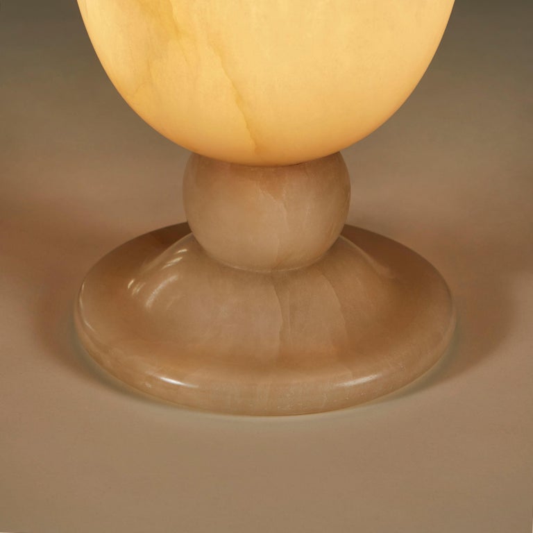 Pair of 1950s Italian carved alabaster urn lamps For Sale at 1stDibs