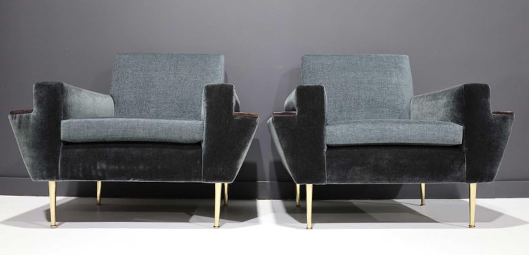 Pair of 1950s Italian Lounge Chairs in New Upholstery by Rubelli and ...