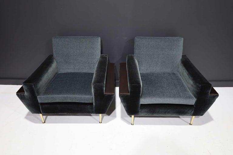 Pair of 1950s Italian Lounge Chairs in New Upholstery by Rubelli and ...