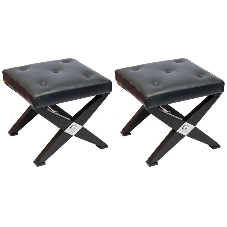 Pair of 1950s Neoclassic Stools in the Style of Jansen For Sale at 1stDibs