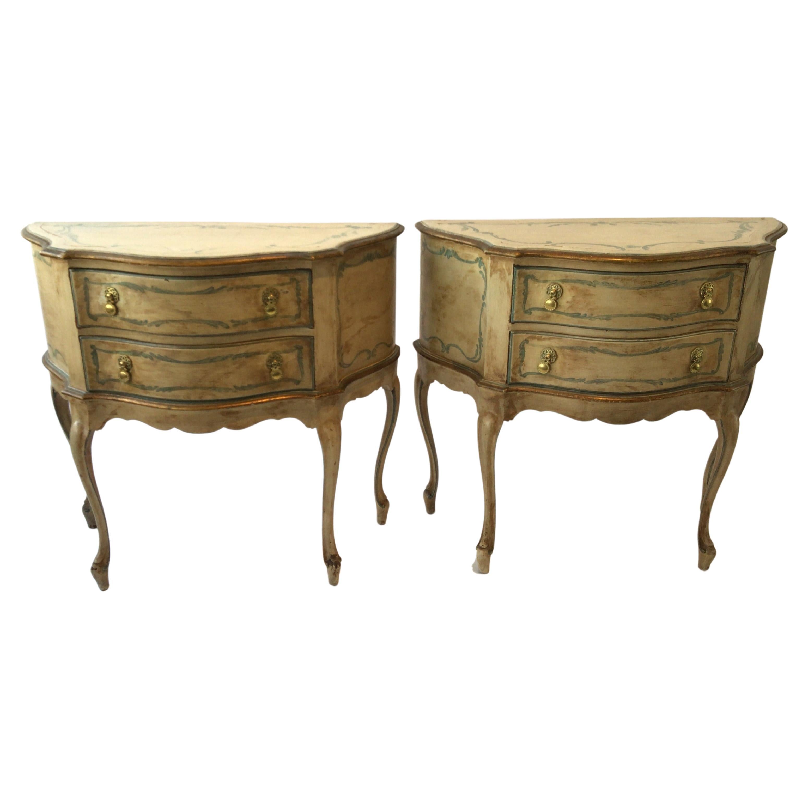 Pair of Italian Green Painted Commodes For Sale at 1stDibs