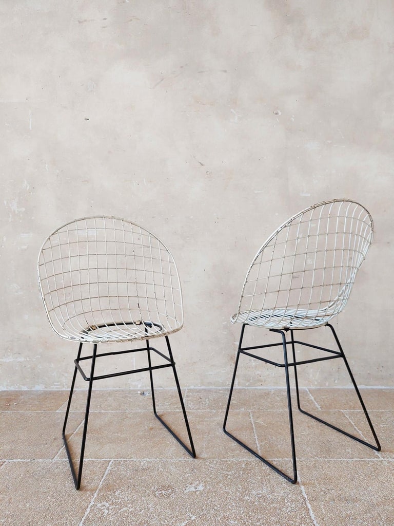 Pair of 1950s Pastoe wire chairs by Cees Braakman and Adriaan Dekker ...