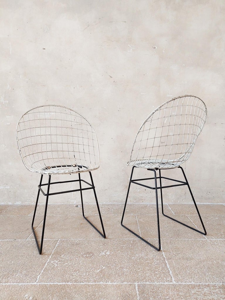 Pair of 1950s Pastoe wire chairs by Cees Braakman and Adriaan Dekker ...