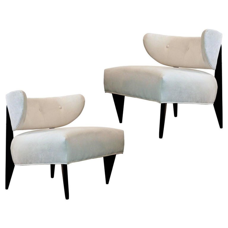 Pair of 1950's Sculptural Art Deco Lounge Chairs For Sale at 1stDibs