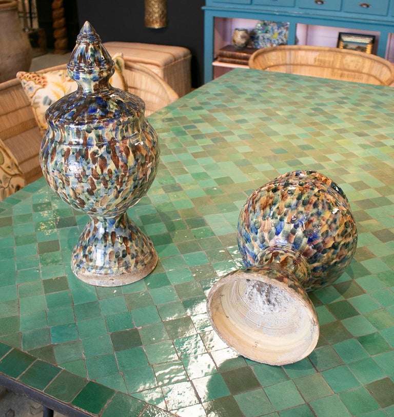 Pair of 1950s Spanish Nijar Painted Glazed Ceramic Finials at 1stDibs ...