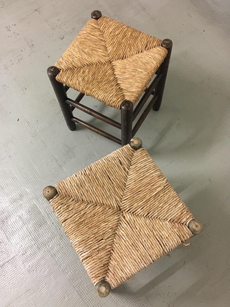 Pair of 1950s Straw Stools in the Manner of Charlotte Perriand For Sale ...