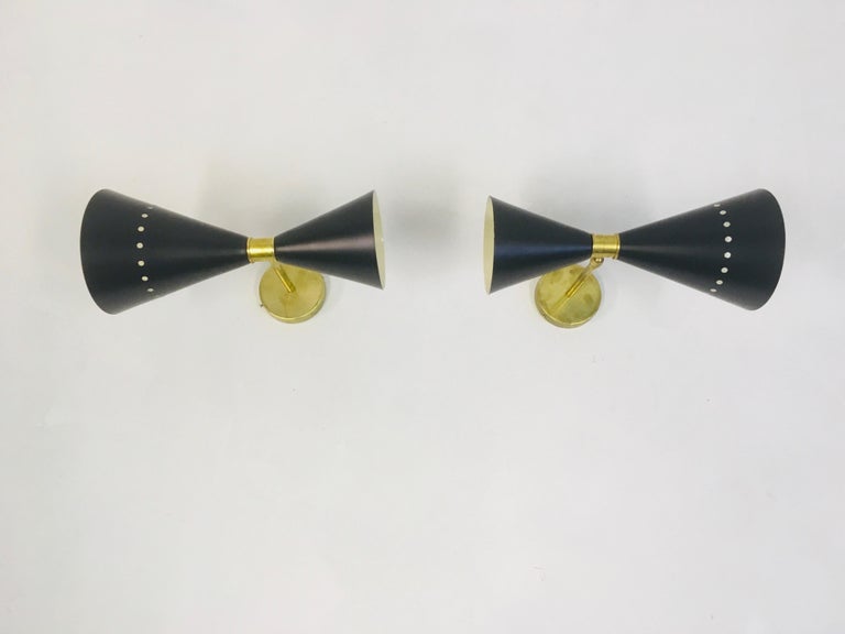Pair of 1950s Style Italian Diabolo Wall Lights For Sale at 1stDibs