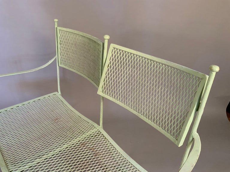 Pair of 1950's Wrought Iron Curule Base Benches For Sale at 1stDibs