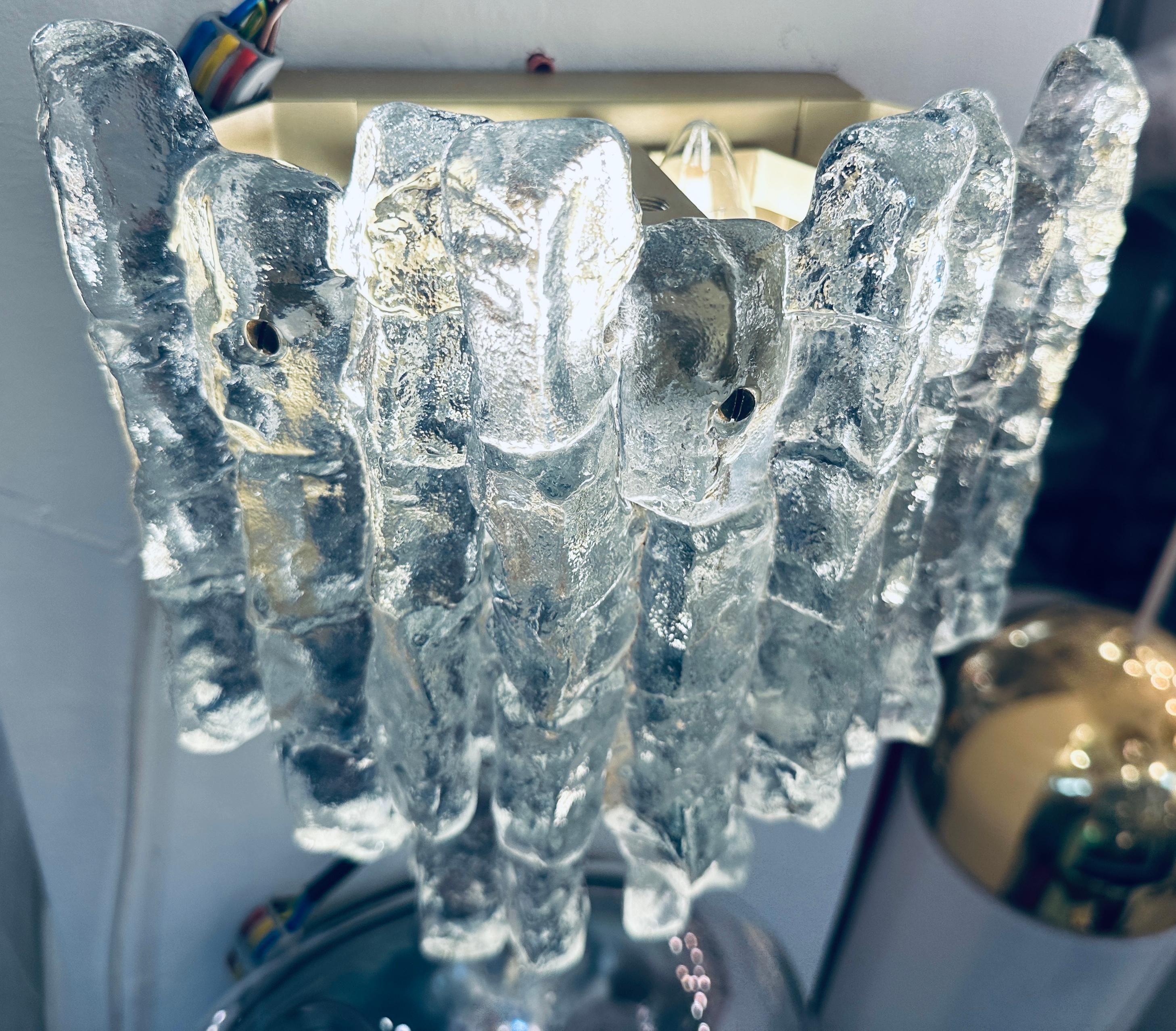 Pair of 1960s Austrian Two-Tier Kalmar Franken Iced Textured Glass Wall ...